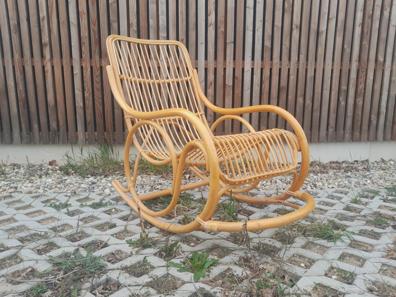 Vintage Rattan Rocking Chair for sale at Pamono