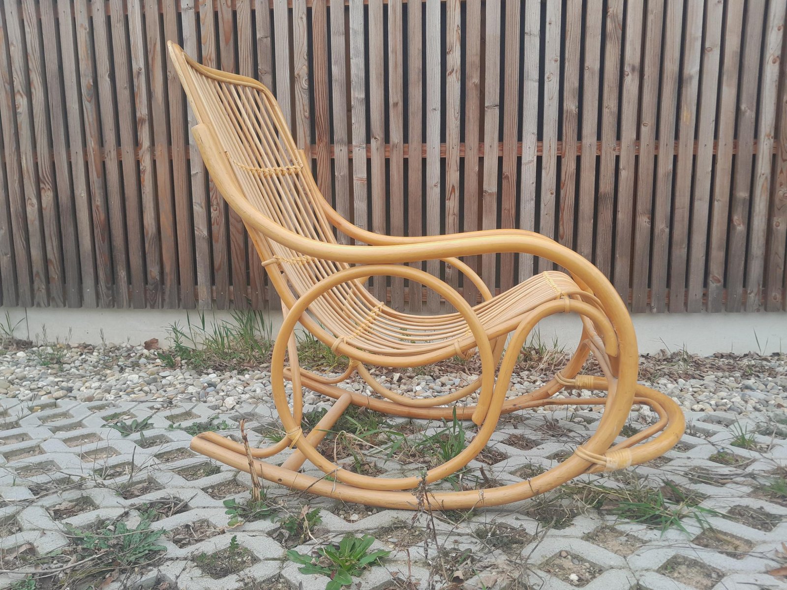 Vintage Rattan Rocking Chair for sale at Pamono