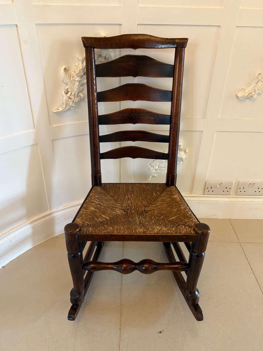 Antique Oak Ladder Back Rocking Chair, 1780s for sale at Pamono