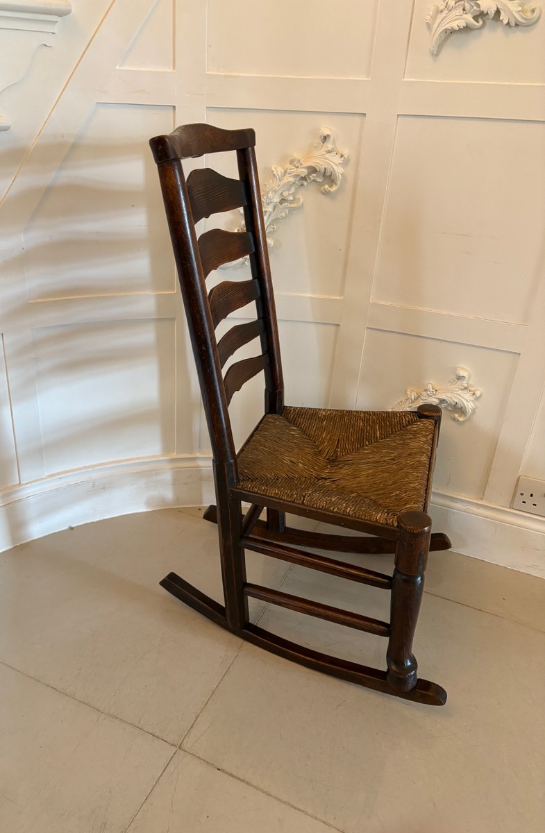 Antique Oak Ladder Back Rocking Chair, 1780s for sale at Pamono