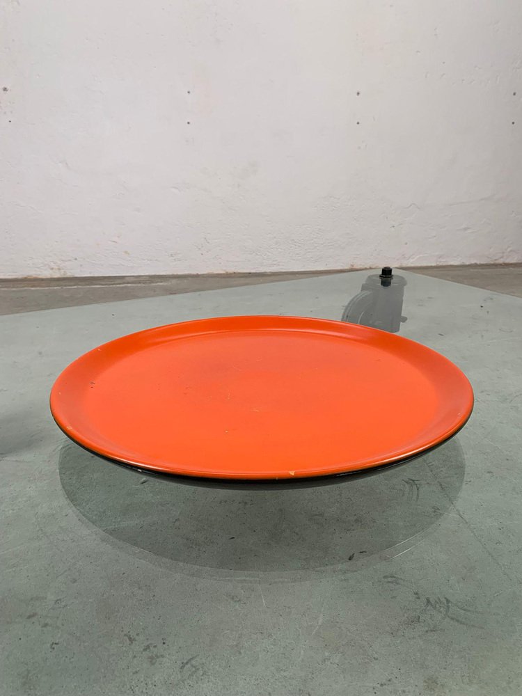 Ceramic Plate Glazed in Orange and Black by Lenci Torino, 1960s for ...