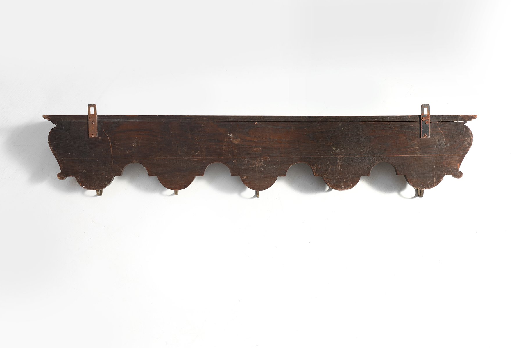 French Baroque Coat Rack in Carved Oak with Copper Hooks, 1940s for ...