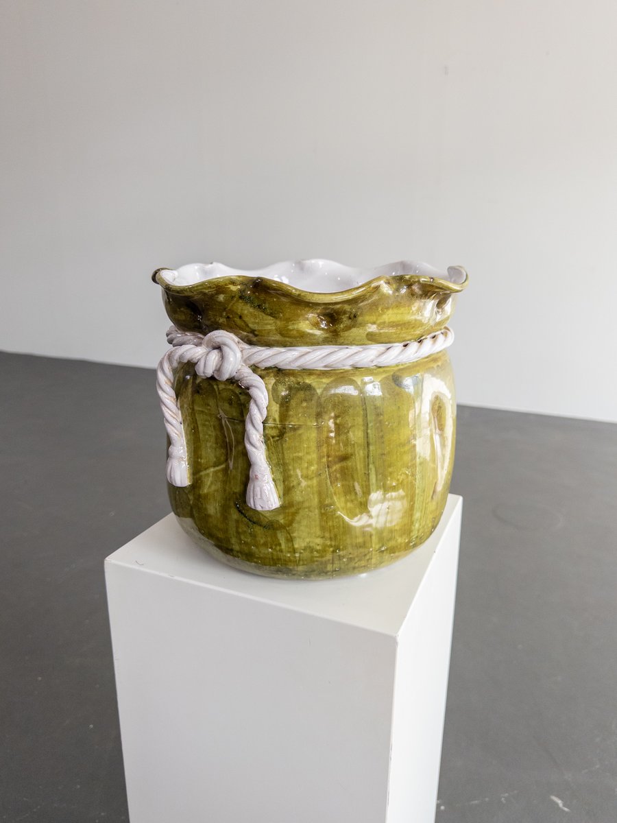 Vintage Italian Rope Tassel Cachepot Planter, 1960s for sale at Pamono