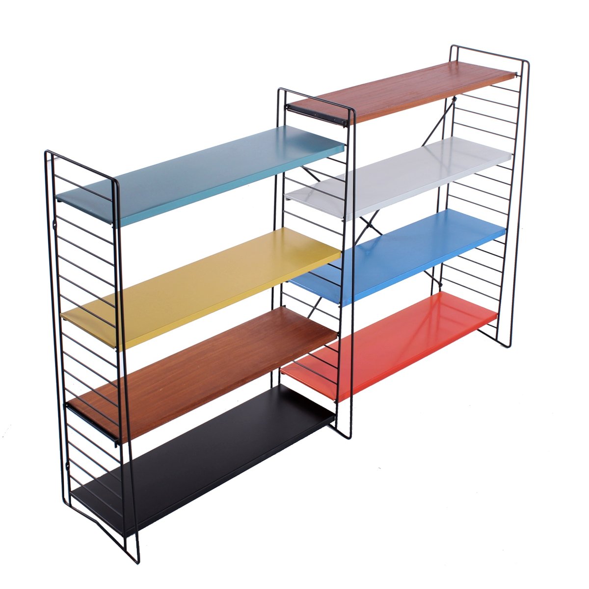 Modular Colored Metal Floor Rack by A.D. Dekker for Tomado, 1950s, Set ...