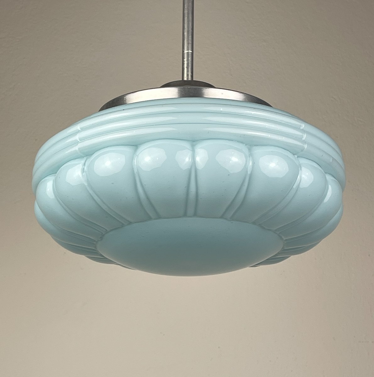 Vintage Blue Glass Pendant Lamp, 1950s for sale at Pamono
