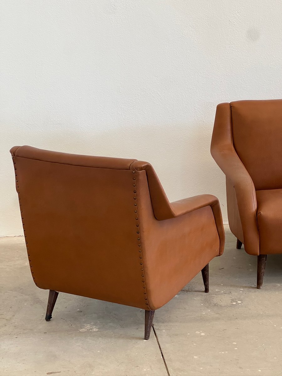 Model 802 Sofa and Armchairs by Carlo de Carli for Cassina, 1950s, Set ...