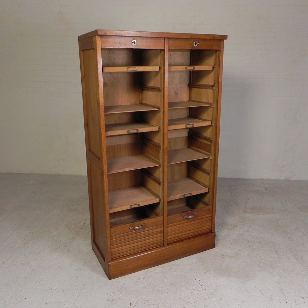 Oak Roller Shutter Box with 2 Shutters, 1930s for sale at Pamono