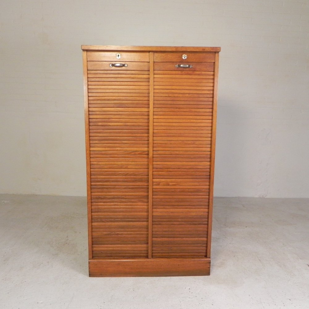 Oak Roller Shutter Box with 2 Shutters, 1930s for sale at Pamono