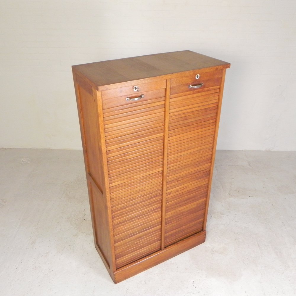 Oak Roller Shutter Box with 2 Shutters, 1930s for sale at Pamono