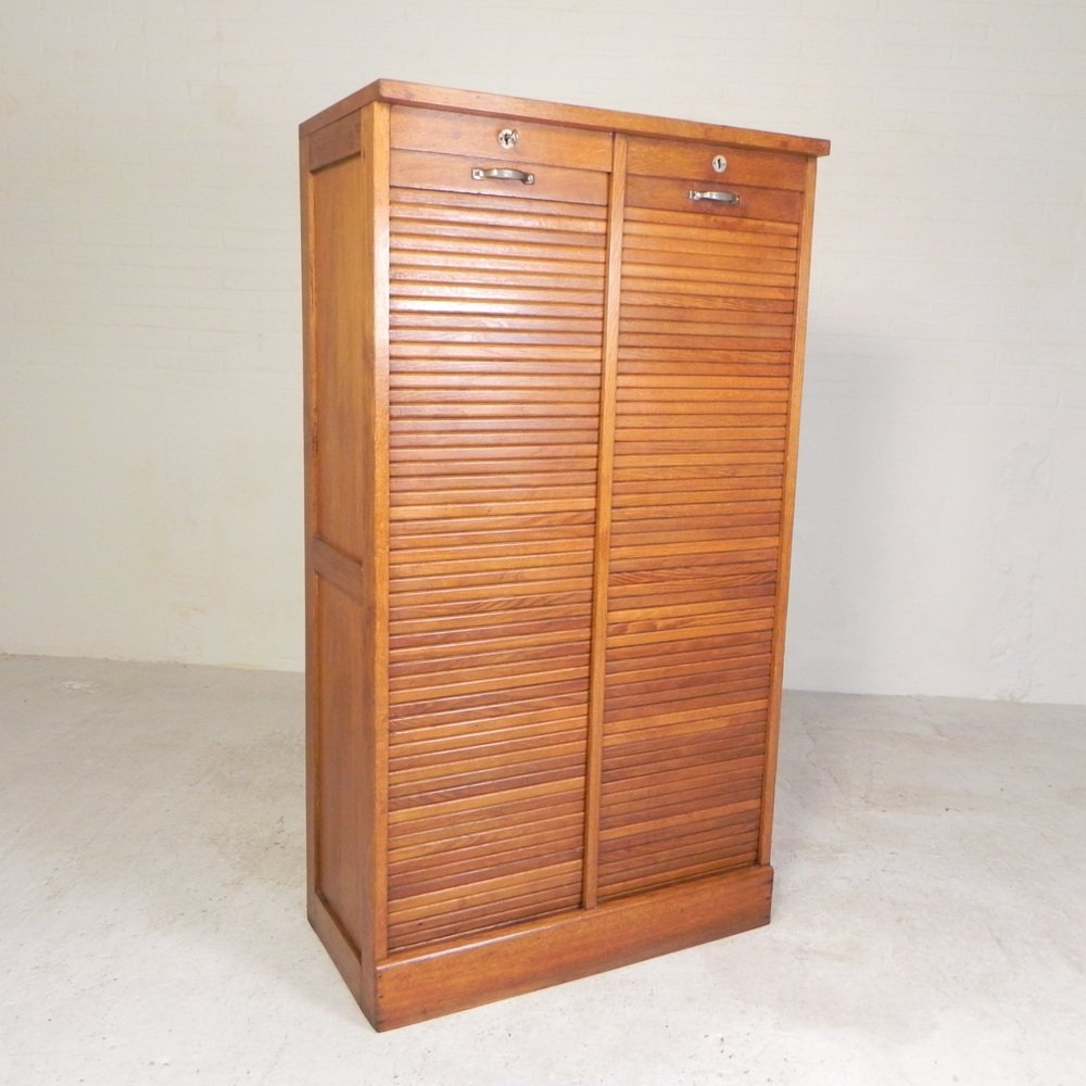 Oak Roller Shutter Box with 2 Shutters, 1930s for sale at Pamono