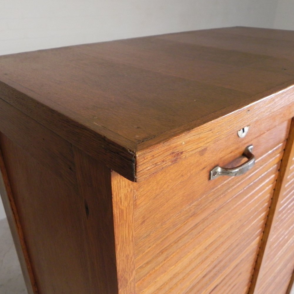 Oak Roller Shutter Box with 2 Shutters, 1930s for sale at Pamono