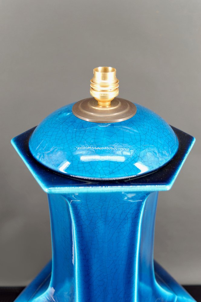 Blue Crackle Porcelain Lamp by Pol Chambost, France, 1940s for sale at ...