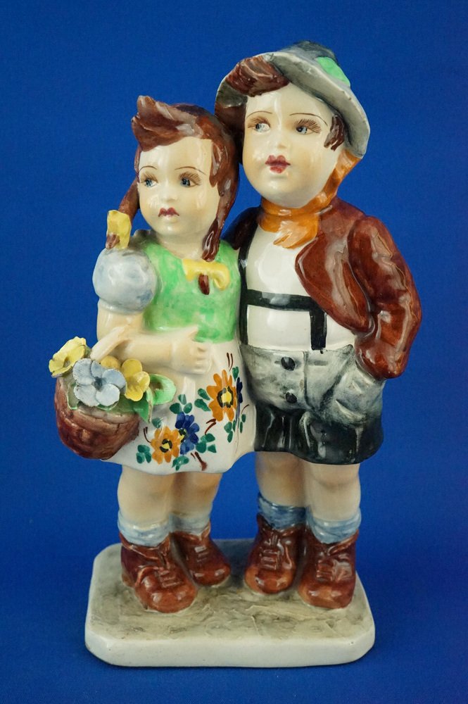Ceramic Sculpture of a Couple of Children by Teodoro Sebelin, Nove ...