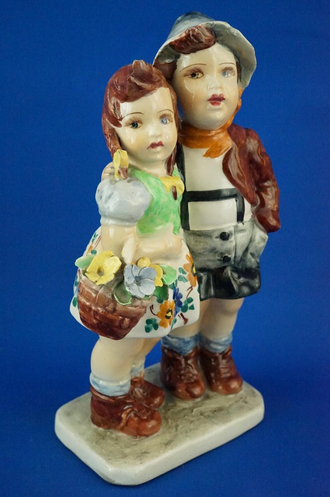 Ceramic Sculpture of a Couple of Children by Teodoro Sebelin, Nove ...