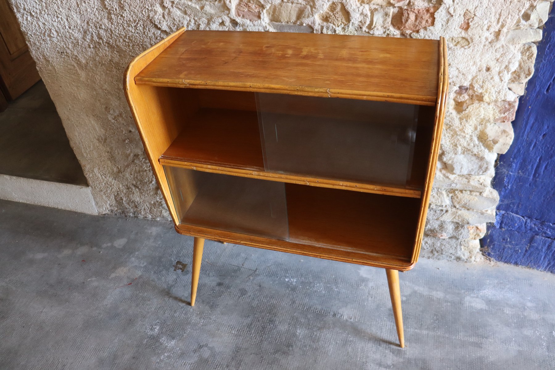 Shelf on Rattan Compass Legs attributed to Audoux Minet, 1970s for sale ...