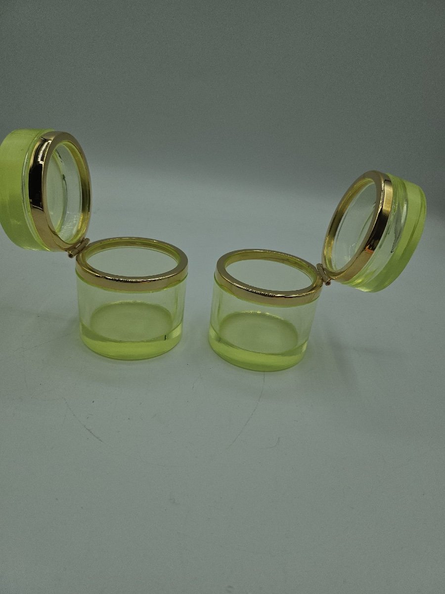 Antique Bohemian Uranium Crystal Cylindrical Boxes, 1920s for sale at ...