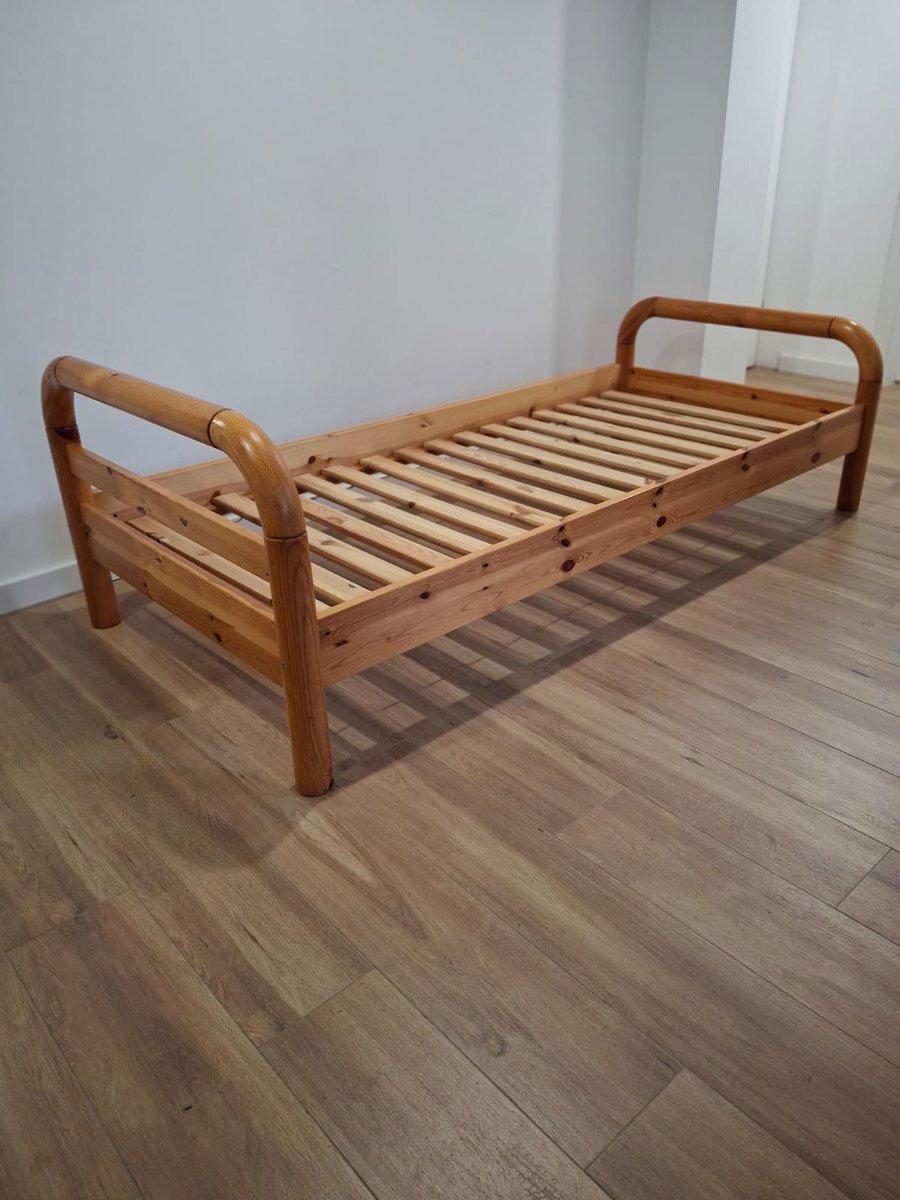 Scandinavian Single Pine Bed for sale at Pamono