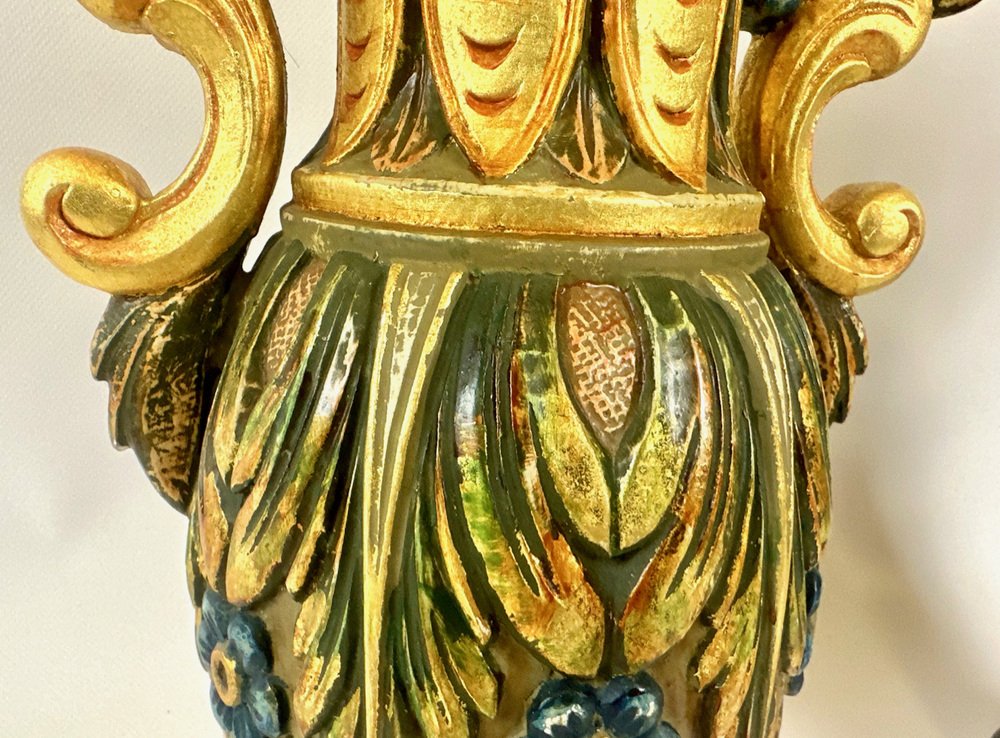 Neoclassical Polychrome Hand Painted Vases, 1980s, Set of 2 for sale at Pamono