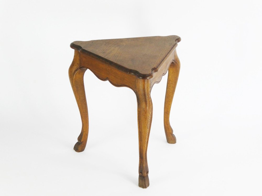 Antique Oak Side Table in Triangular Shape for sale at Pamono