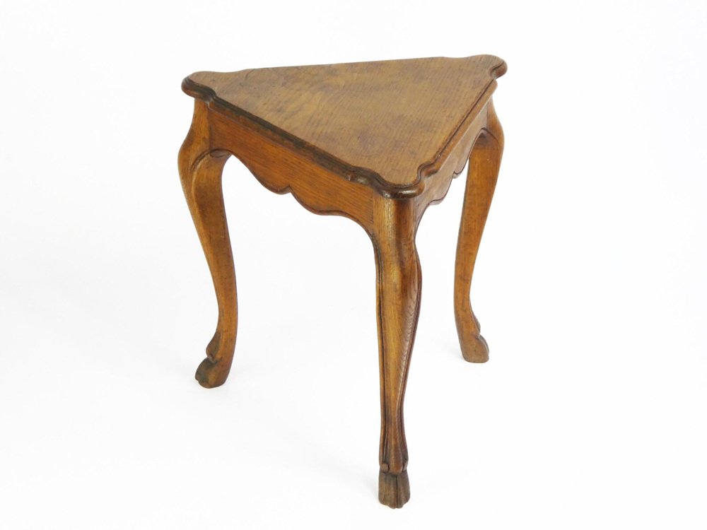 Antique Oak Side Table in Triangular Shape for sale at Pamono