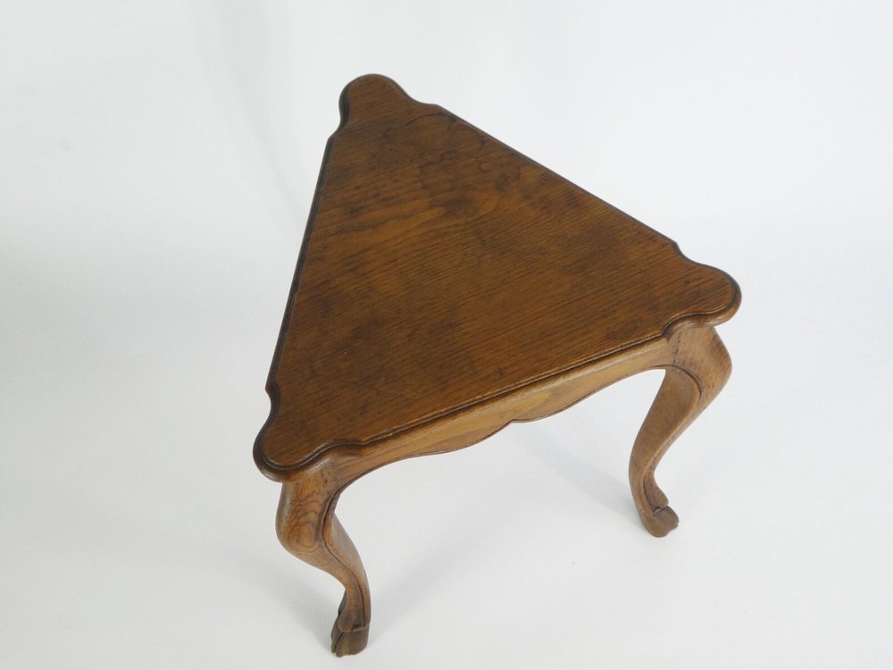 Antique Oak Side Table in Triangular Shape for sale at Pamono