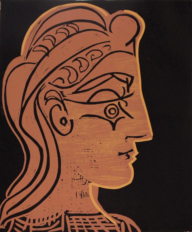 Pablo Picasso, Woman in Profile, Linocut, 1962 for sale at Pamono