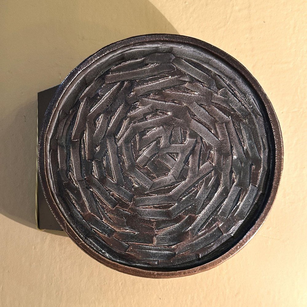 Round Push and Pull Door Handle in Bronze with Spiral Relief, 1970s for ...