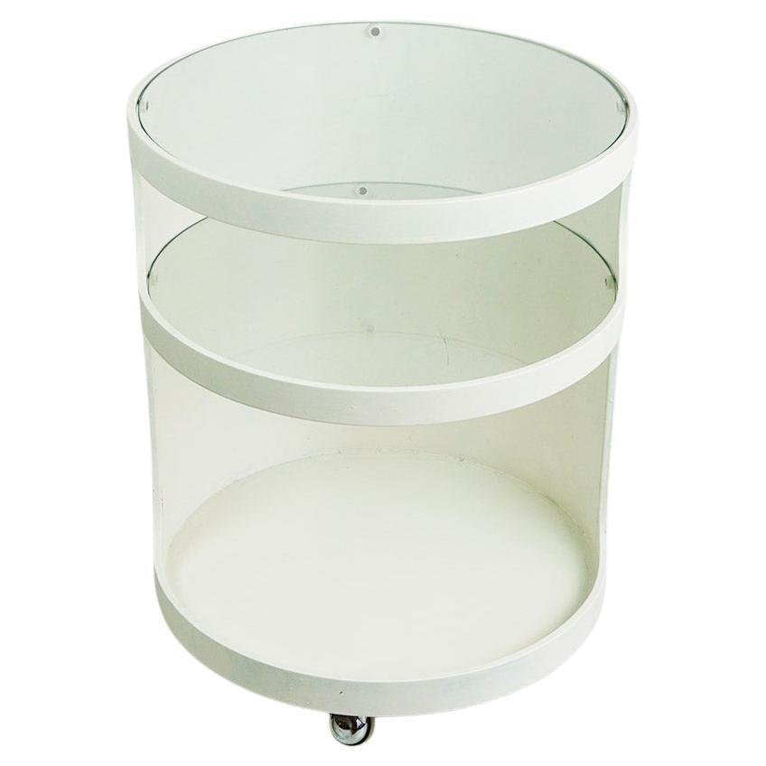 Space Age White Circular Trolley attributed to Opal, Germany, 1960s for ...