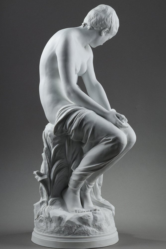 Auguste Joseph Peiffer, Sculpture of Bather with Swallows, 1880 ...