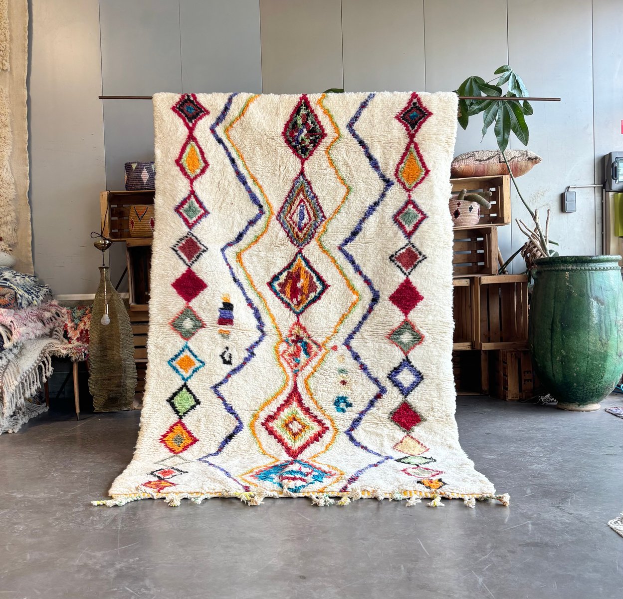 Moroccan Berber Azilal Rug in Wool with Geometric Patterns, 1990s for ...