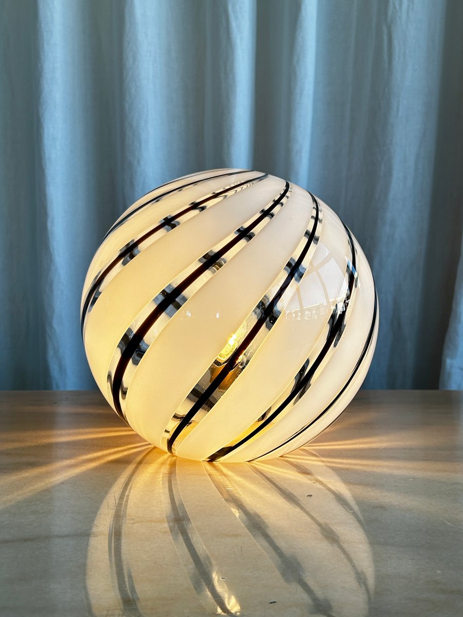 Mid-Century Modern Zebra Swirl Murano Glass Table Lamp, Italy, 1970s ...