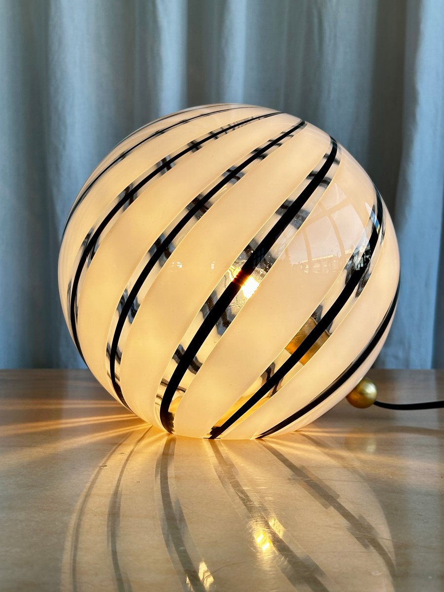 Mid-Century Modern Zebra Swirl Murano Glass Table Lamp, Italy, 1970s ...