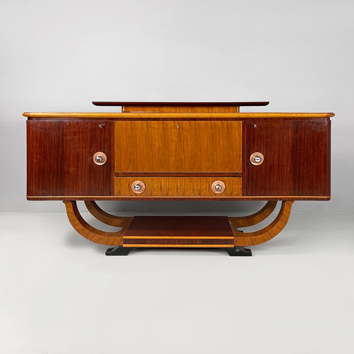 Italian Art Deco Sideboard with Bar Compartment in Wood, 1920s for sale ...