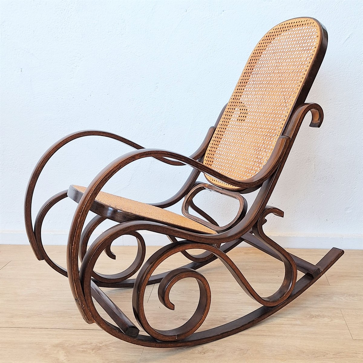 Vintage Rattan Rocking Chair in the style of Thonet, 1970s for sale at ...