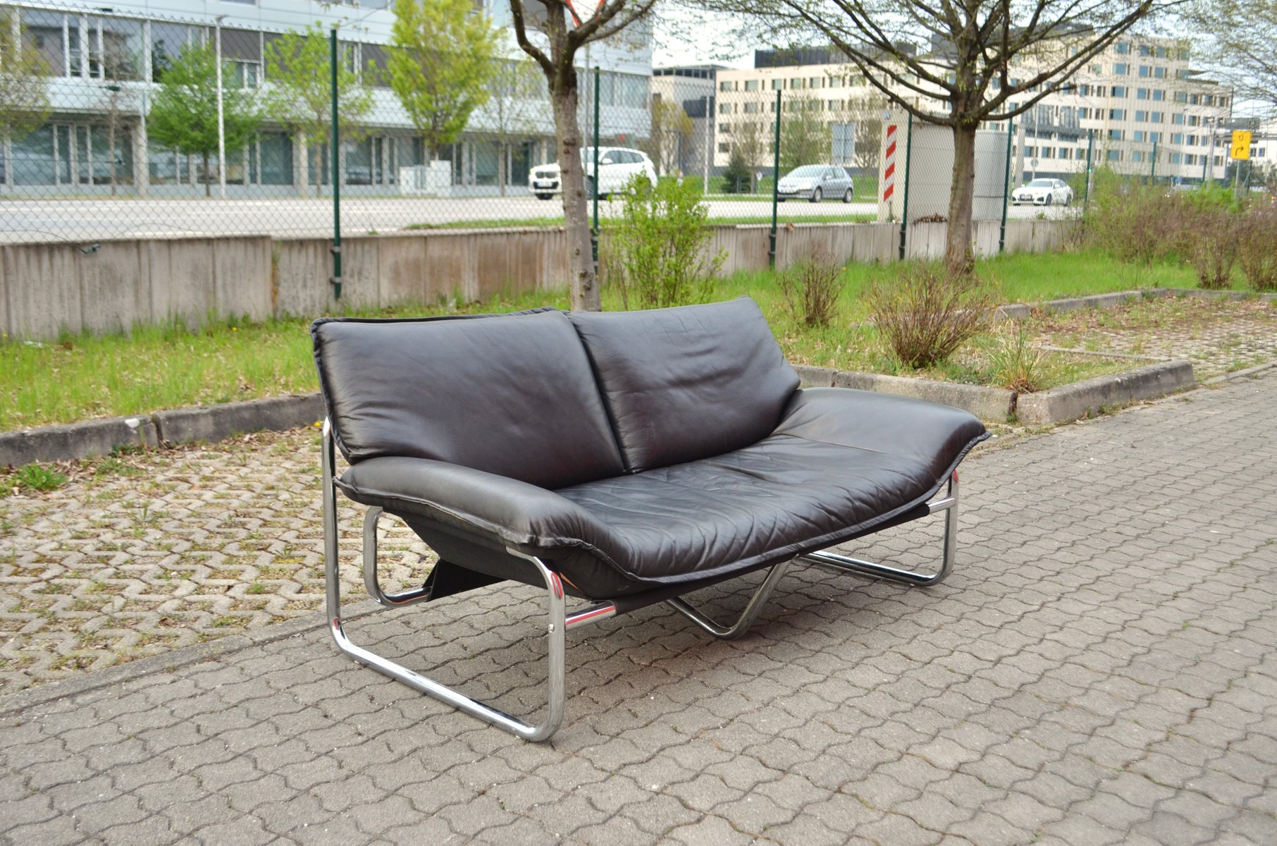 Leather Two-Seater Sofa by Johan Bertil Häggström for Swed-Form, 1980s ...