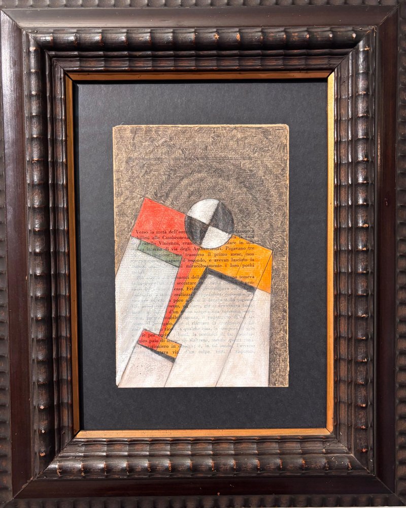 Michele Falanga, Aereopittura on Book Page, 1930s, Mixed Technique for ...