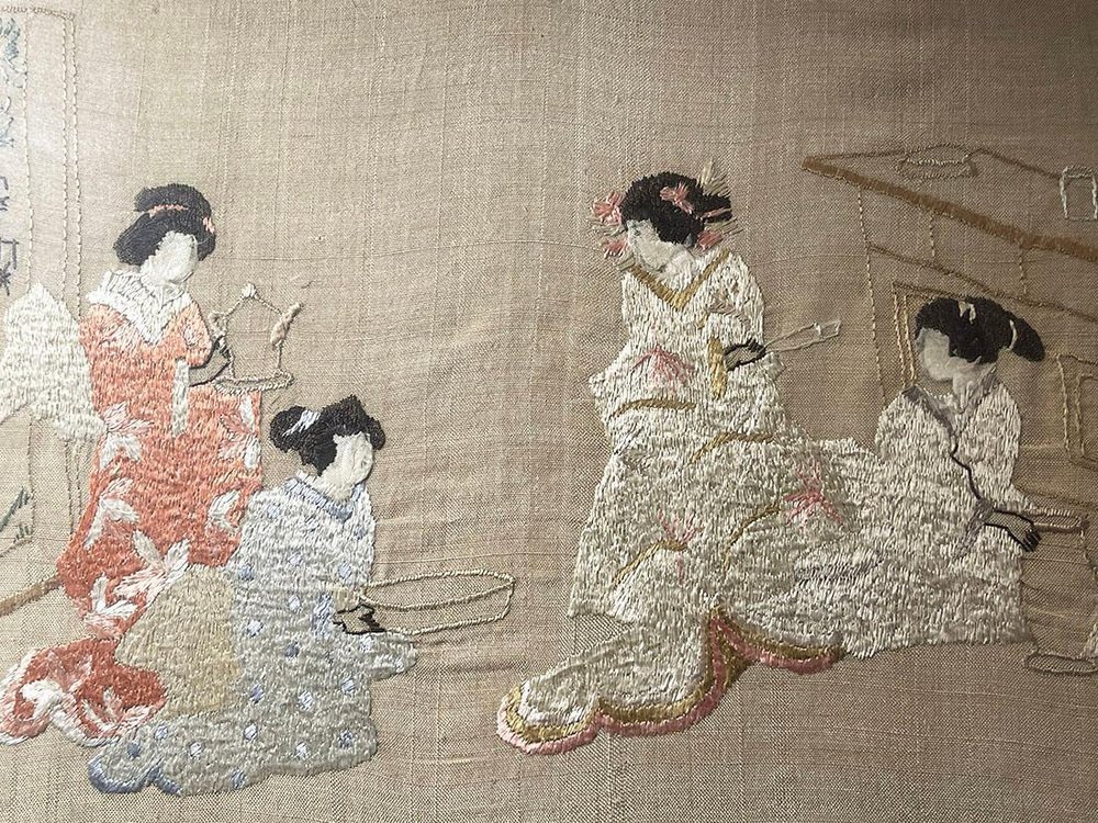 Mid-20th Century Japanese Silk Embroidered Framed Painting for sale at ...