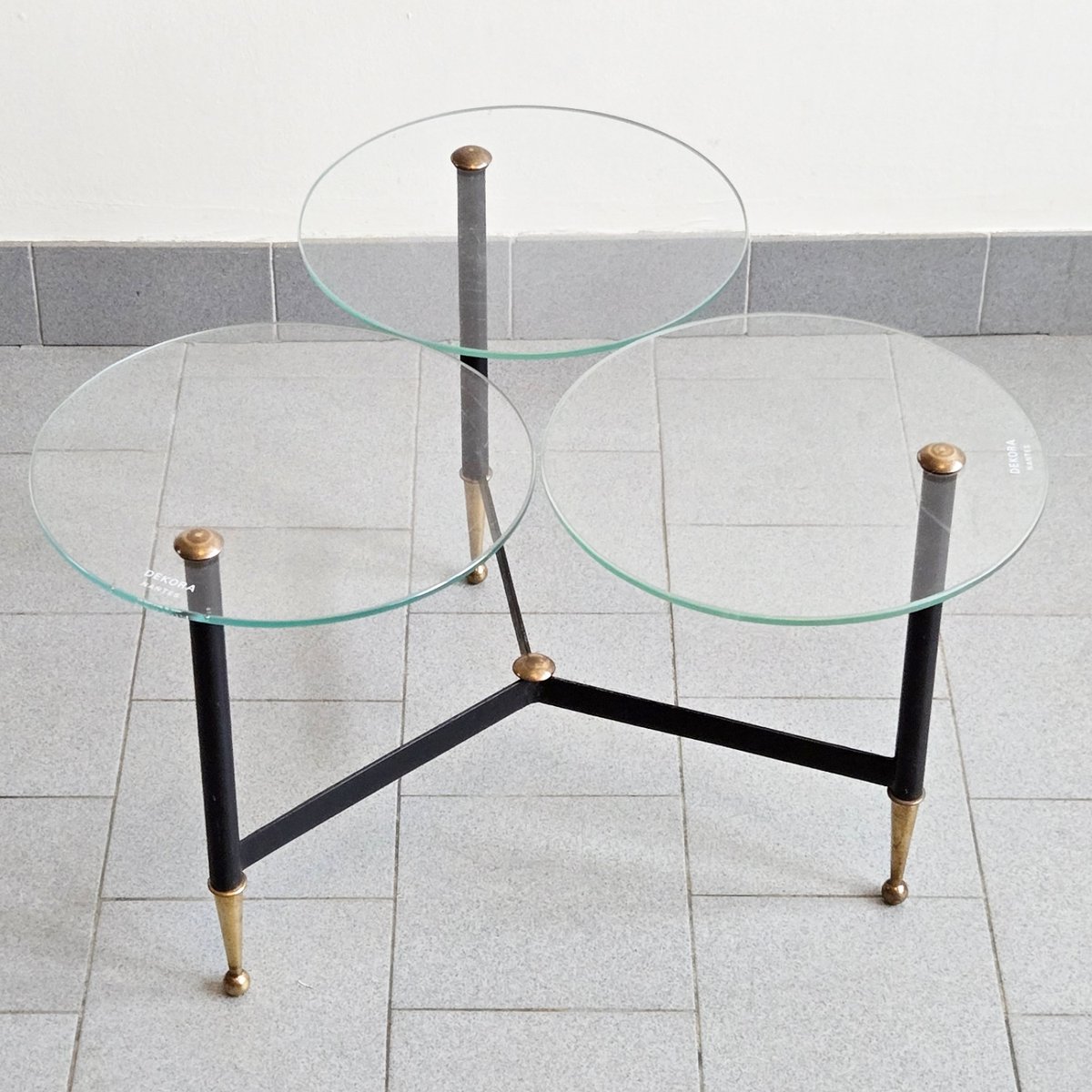 Mid-Century French Store Display Table in Steel, Brass & Glass for Dekora, 1950s for sale at Pamono