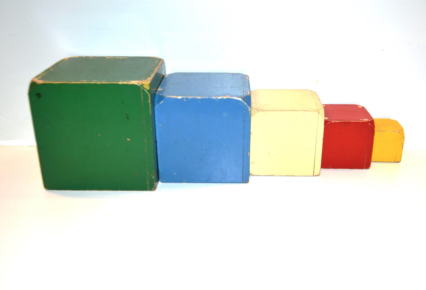 Vintage Polychrome Painted Cubes in the style of De Stijl by Ko Verzuu ...