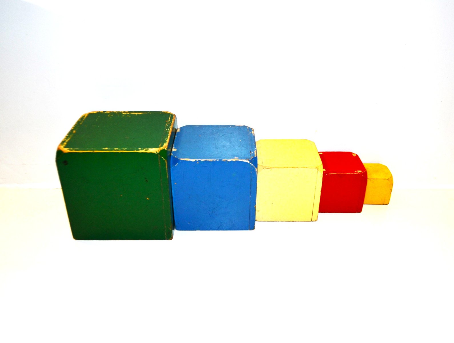 Vintage Polychrome Painted Cubes in the style of De Stijl by Ko Verzuu ...