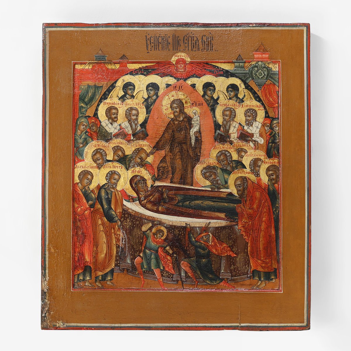 19th Century Traditional Religious Icon Dormition of the Holy Virgin in ...