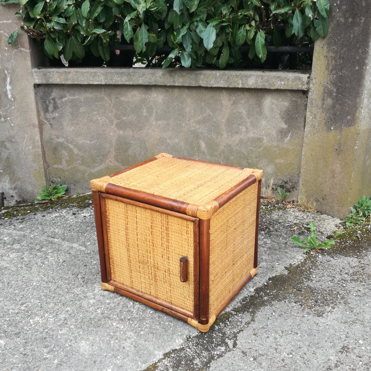 Rattan Cube with Storage for sale at Pamono