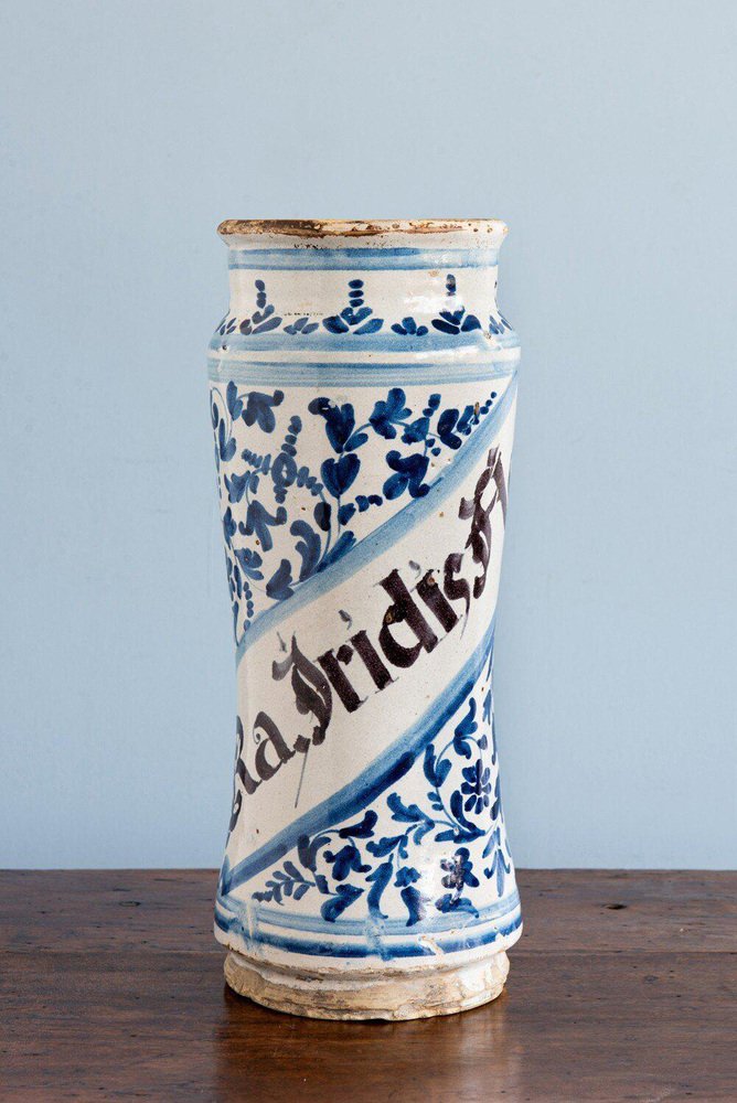 18th Century Spanish Blue & White Albarello Jar for sale at Pamono