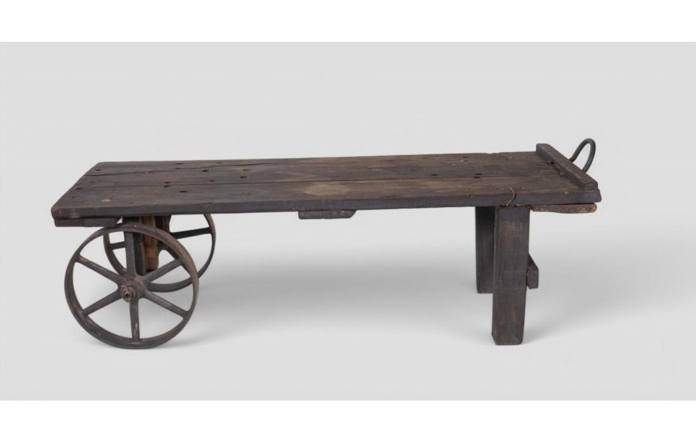 Vintage Industrial Factory Cart Coffee Table in Wood and Cast Iron for ...