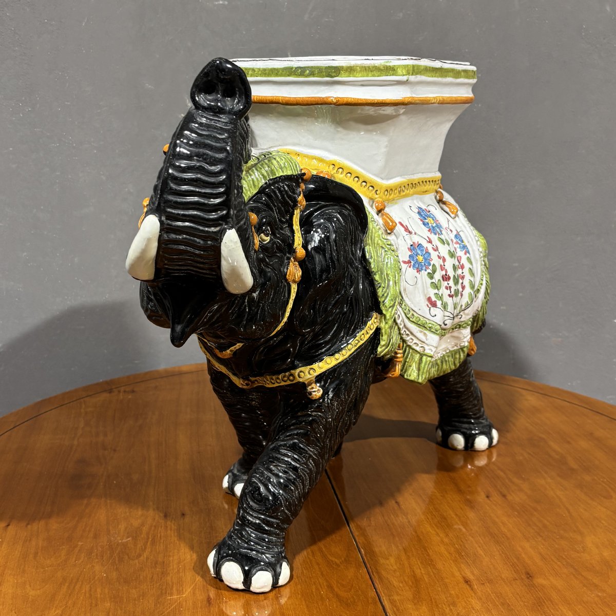 Large Hollywood Regency Painted Ceramic Stool Vase Holder, 1950s for ...