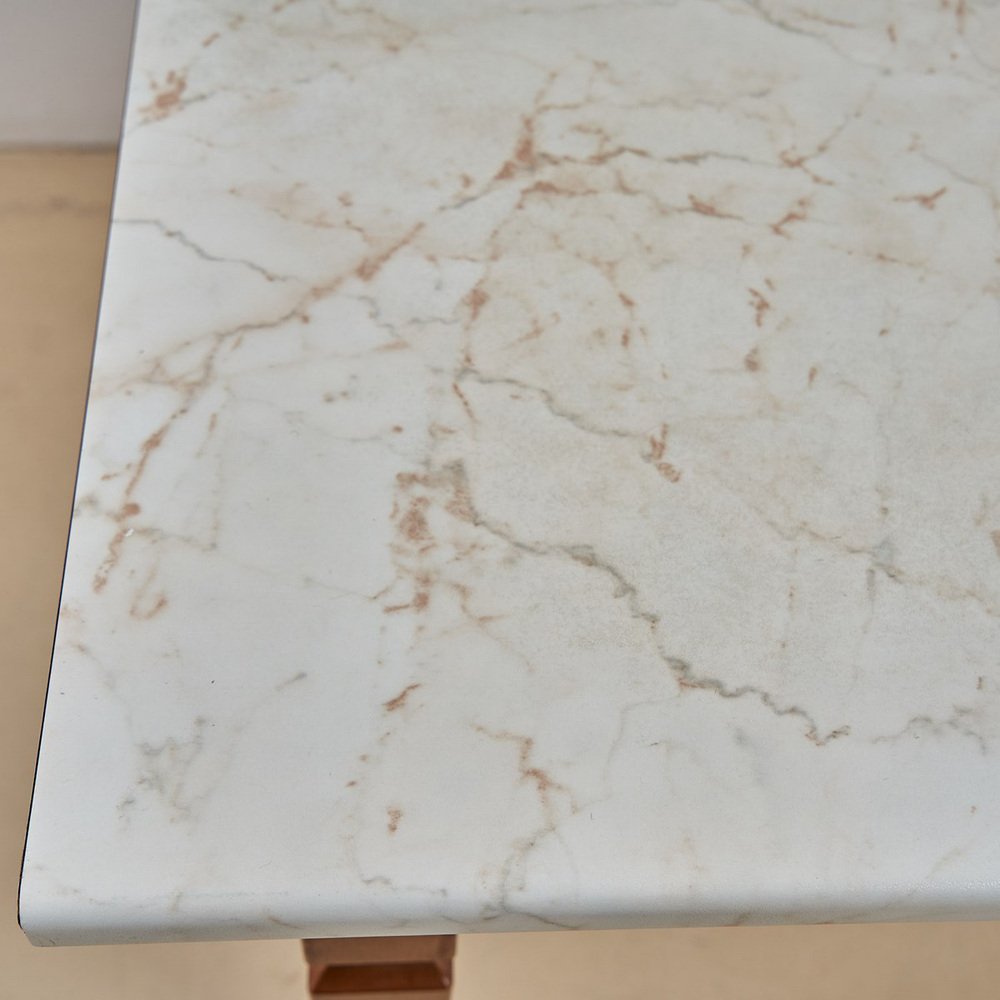 Dining Table with Marble Effect Top for sale at Pamono