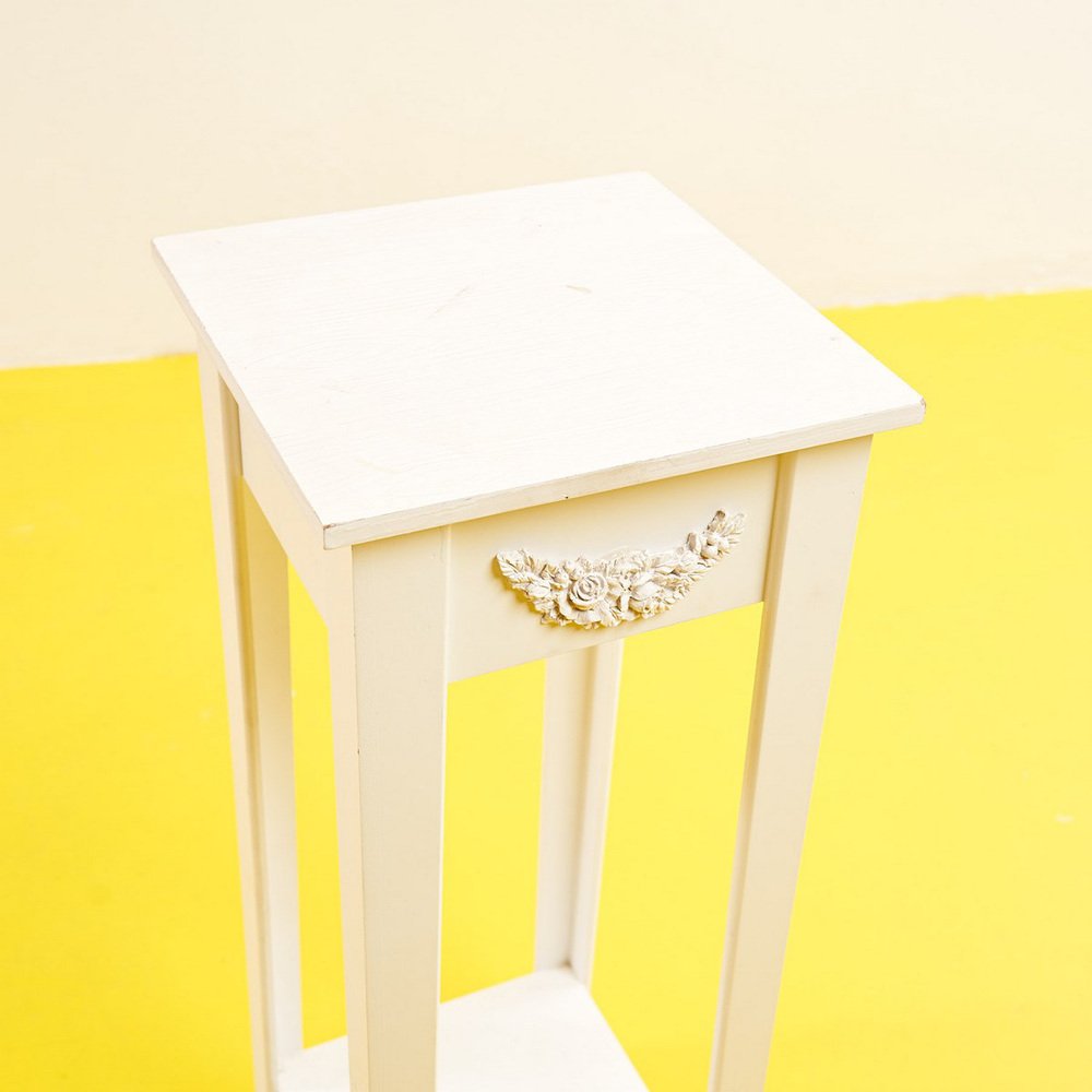 White Wooden Plant-Pot Column for sale at Pamono