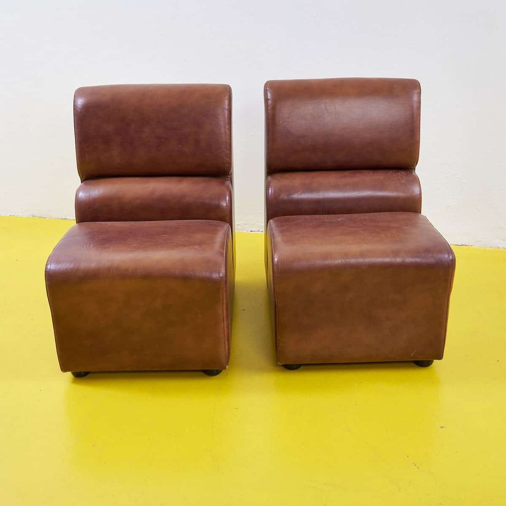 Set of Eco-Leather Disco Chairs, 1970s for sale at Pamono