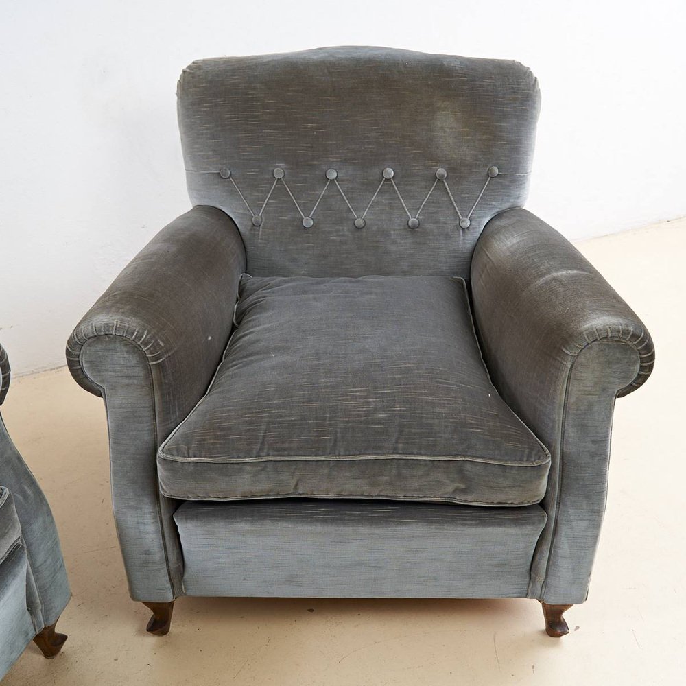 Set of Vintage Velvet Lounge Chairs for sale at Pamono