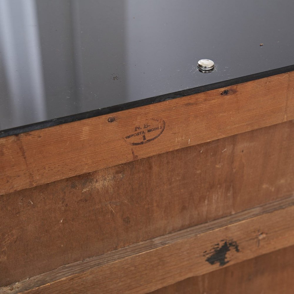 Art Deco Nightstands in Parchment with Black Glass Top, Set of 2 for ...